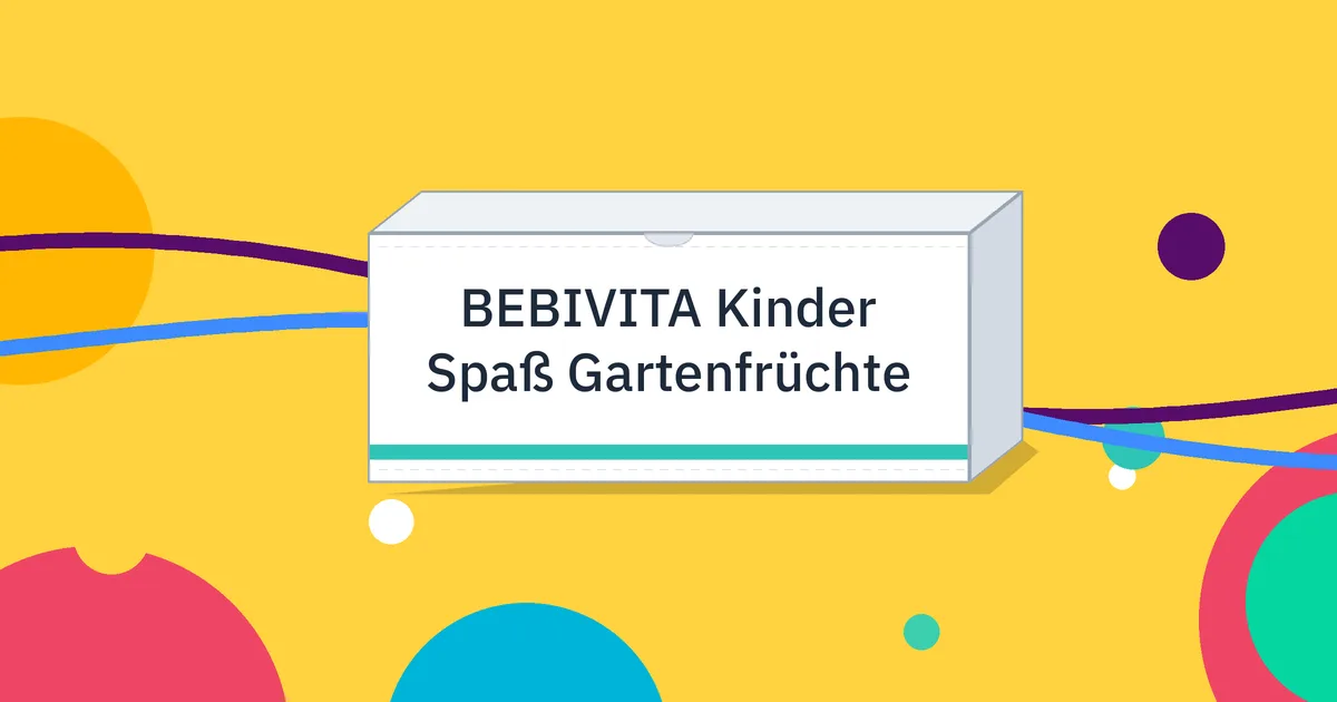 Symbolbild: Packung mit der Aufschrift BEBIVITA Kinder Spaß Gartenfrüchte (PZN 10228388) – Verfügbarkeit und Bezug in Apotheken in Frankfurt am Main