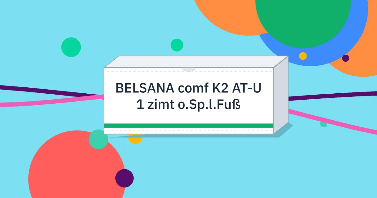 Symbolbild: Packung mit der Aufschrift BELSANA comf K2 AT-U 1 zimt o.Sp.l.Fuß (PZN 12332517) – Verfügbarkeit und Bezug in Apotheken in Frankfurt am Main