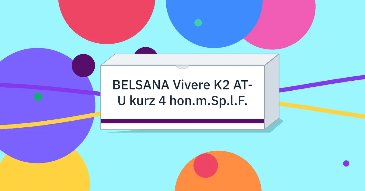 Symbolbild: Packung mit der Aufschrift BELSANA Vivere K2 AT-U kurz 4 hon.m.Sp.l.F. (PZN 08538874) – Verfügbarkeit und Bezug in Apotheken in Frankfurt am Main