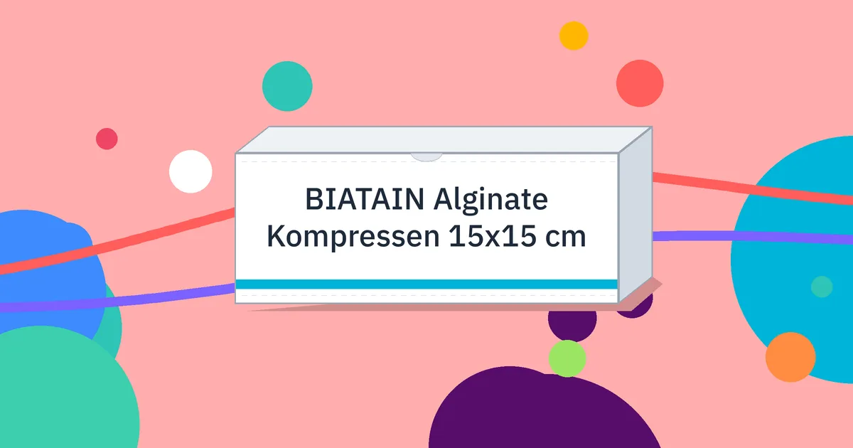 Symbolbild: Packung mit der Aufschrift BIATAIN Alginate Kompressen 15x15 cm (PZN 12653598) – Verfügbarkeit und Bezug in Apotheken in Frankfurt am Main