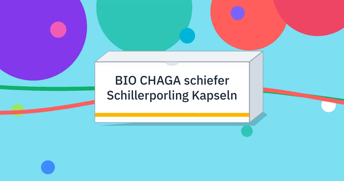 Symbolbild: Packung mit der Aufschrift BIO CHAGA schiefer Schillerporling Kapseln (PZN 20403906) – Verfügbarkeit und Bezug in Apotheken in Frankfurt am Main