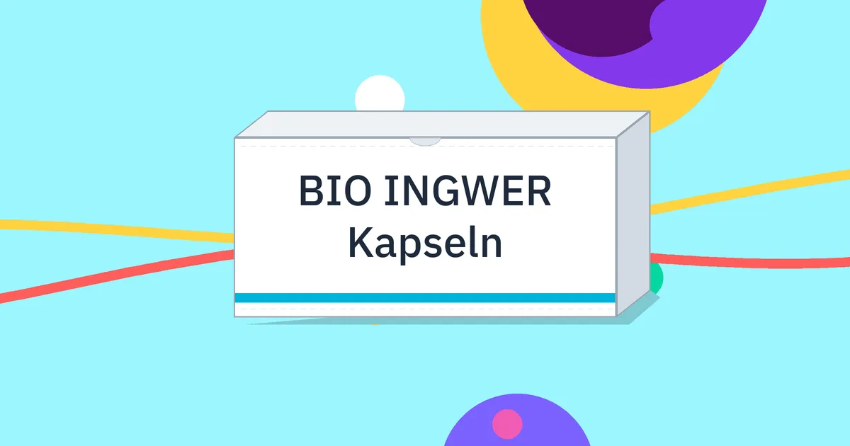 Symbolbild: Packung mit der Aufschrift BIO INGWER Kapseln (PZN 18679044) – Verfügbarkeit und Bezug in Apotheken in Frankfurt am Main
