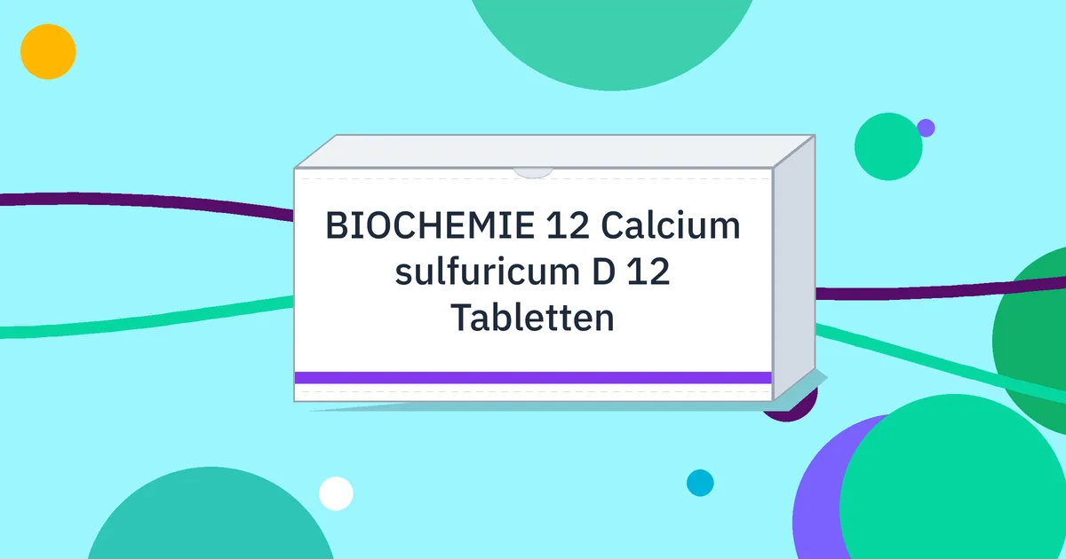 Symbolbild: Packung mit der Aufschrift BIOCHEMIE 12 Calcium sulfuricum D 12 Tabletten (PZN 05955703) – Verfügbarkeit und Bezug in Apotheken in Frankfurt am Main