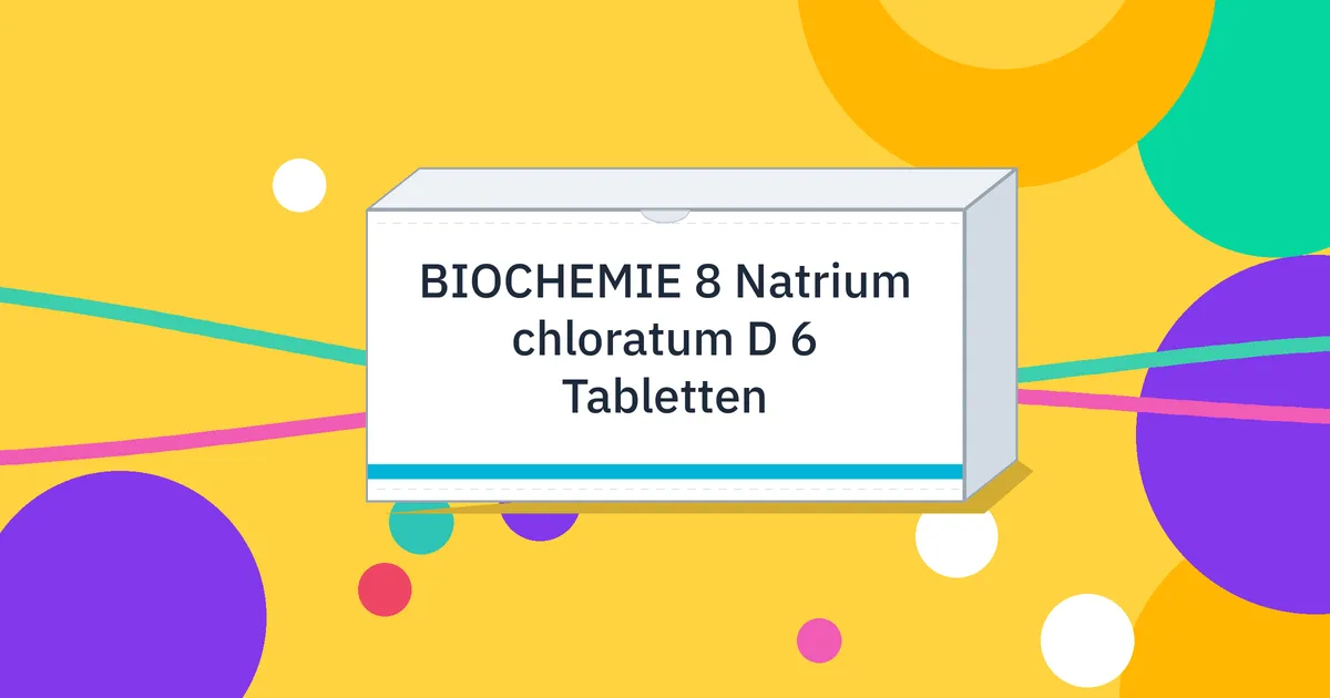 Symbolbild: Packung mit der Aufschrift BIOCHEMIE 8 Natrium chloratum D 6 Tabletten (PZN 01073716) – Verfügbarkeit und Bezug in Apotheken in Frankfurt am Main