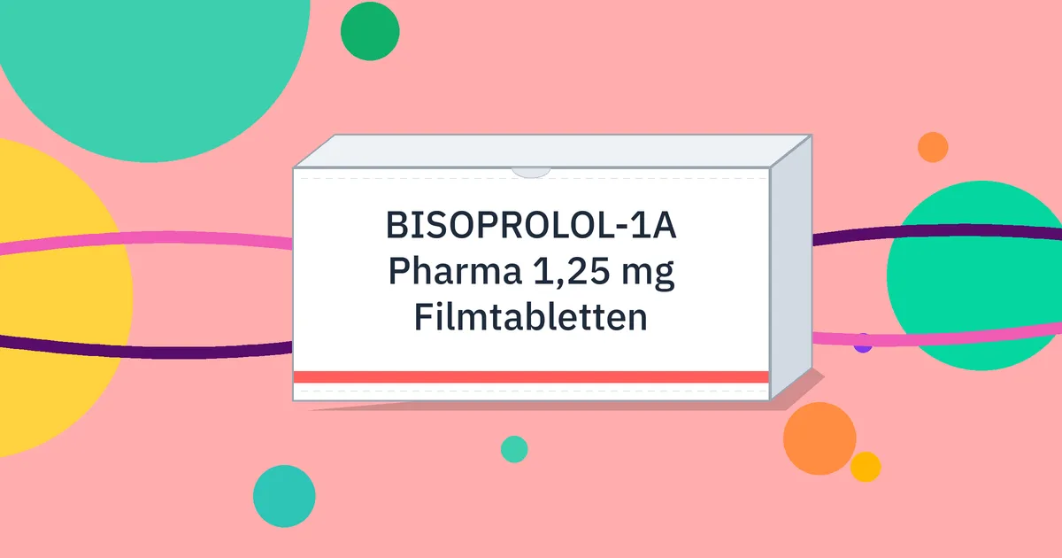 Symbolbild: Packung mit der Aufschrift BISOPROLOL-1A Pharma 1,25 mg Filmtabletten (PZN 05391703) – Verfügbarkeit und Bezug in Apotheken in Frankfurt am Main