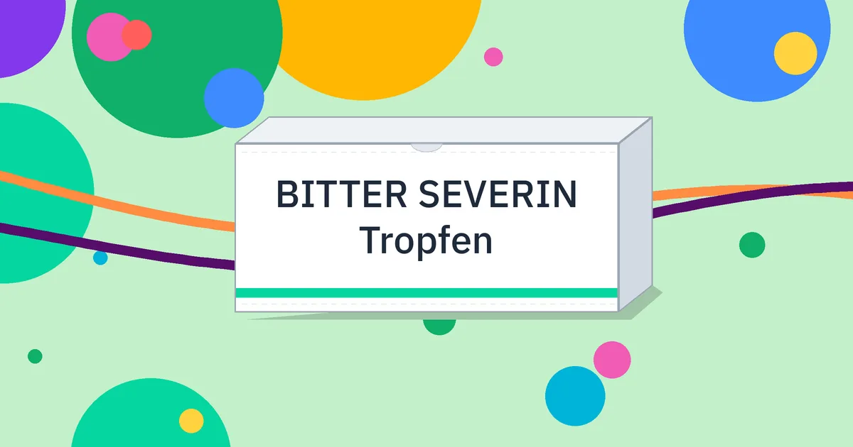 Symbolbild: Packung mit der Aufschrift BITTER SEVERIN Tropfen (PZN 12737504) – Verfügbarkeit und Bezug in Apotheken in Frankfurt am Main