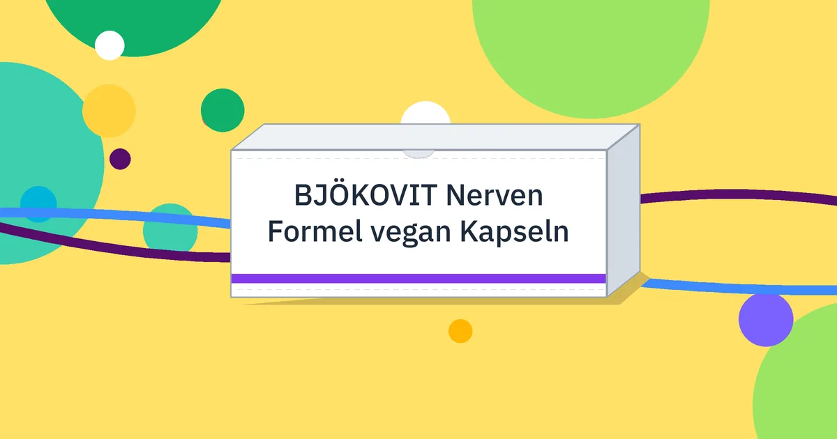 Symbolbild: Packung mit der Aufschrift BJÖKOVIT Nerven Formel vegan Kapseln (PZN 14295281) – Verfügbarkeit und Bezug in Apotheken in Frankfurt am Main