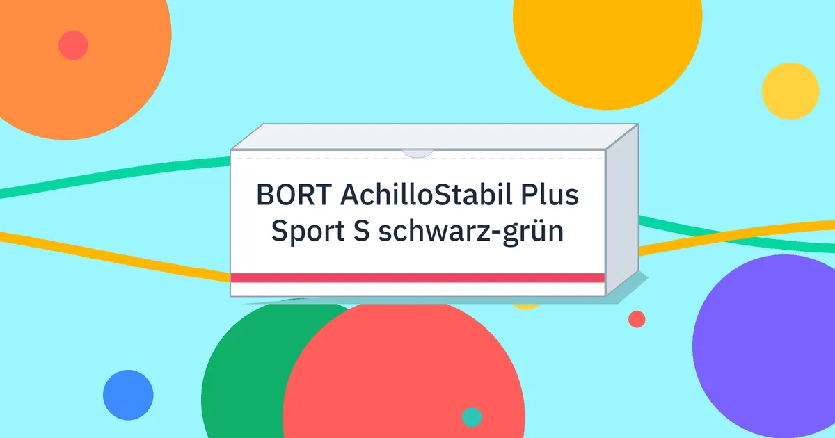 Symbolbild: Packung mit der Aufschrift BORT AchilloStabil Plus Sport S schwarz-grün (PZN 10207593) – Verfügbarkeit und Bezug in Apotheken in Frankfurt am Main