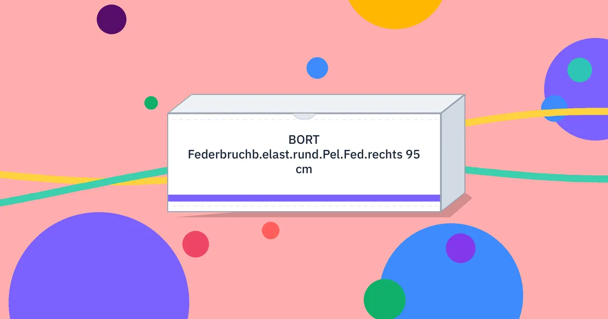 Symbolbild: Packung mit der Aufschrift BORT Federbruchb.elast.rund.Pel.Fed.rechts 95 cm (PZN 07210120) – Verfügbarkeit und Bezug in Apotheken in Frankfurt am Main