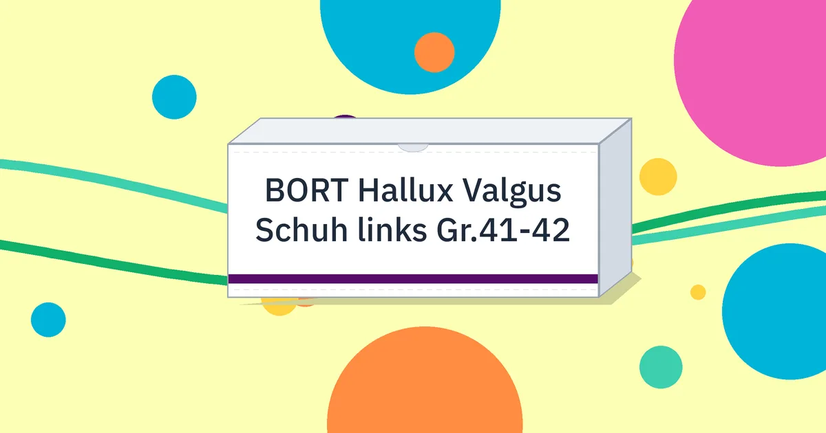 Symbolbild: Packung mit der Aufschrift BORT Hallux Valgus Schuh links Gr.41-42 (PZN 08528120) – Verfügbarkeit und Bezug in Apotheken in Frankfurt am Main