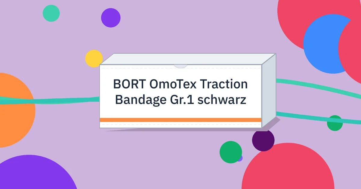 Symbolbild: Packung mit der Aufschrift BORT OmoTex Traction Bandage Gr.1 schwarz (PZN 02731110) – Verfügbarkeit und Bezug in Apotheken in Frankfurt am Main