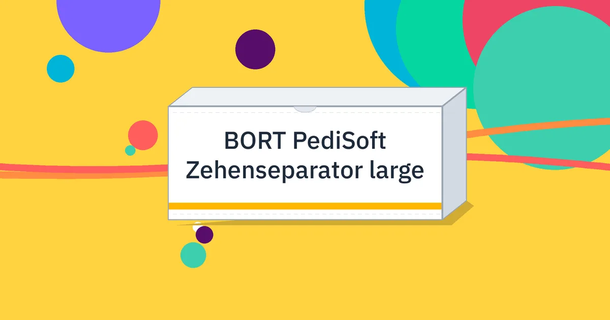Symbolbild: Packung mit der Aufschrift BORT PediSoft Zehenseparator large (PZN 01512877) – Verfügbarkeit und Bezug in Apotheken in Frankfurt am Main