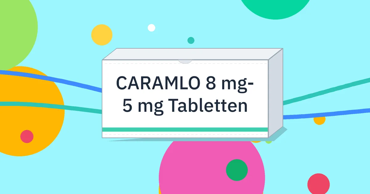 Symbolbild: Packung mit der Aufschrift CARAMLO 8 mg-5 mg Tabletten (PZN 13573967) – Verfügbarkeit und Bezug in Apotheken in Frankfurt am Main