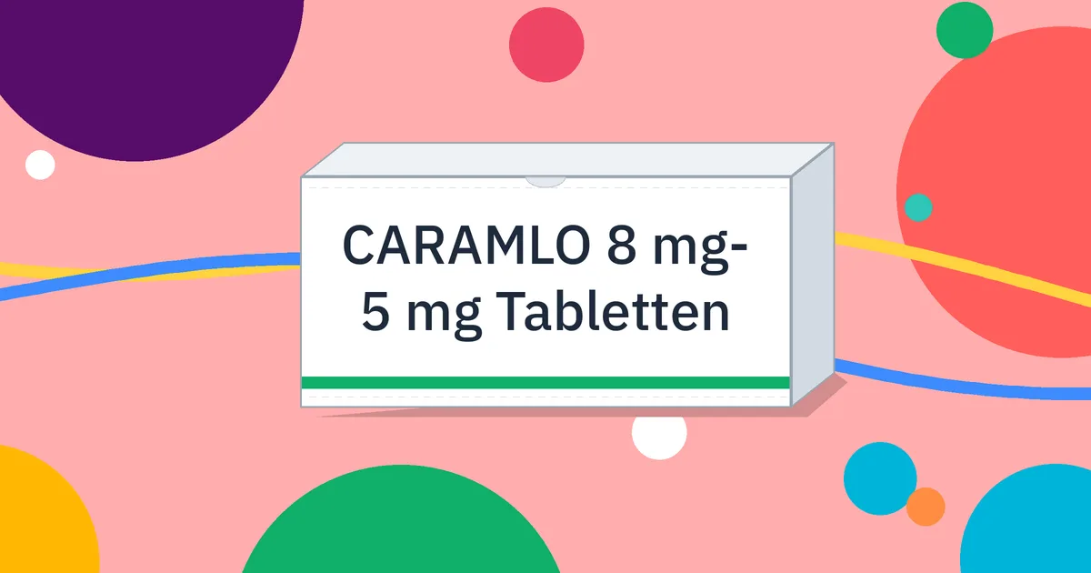 Symbolbild: Packung mit der Aufschrift CARAMLO 8 mg-5 mg Tabletten (PZN 19554623) – Verfügbarkeit und Bezug in Apotheken in Frankfurt am Main