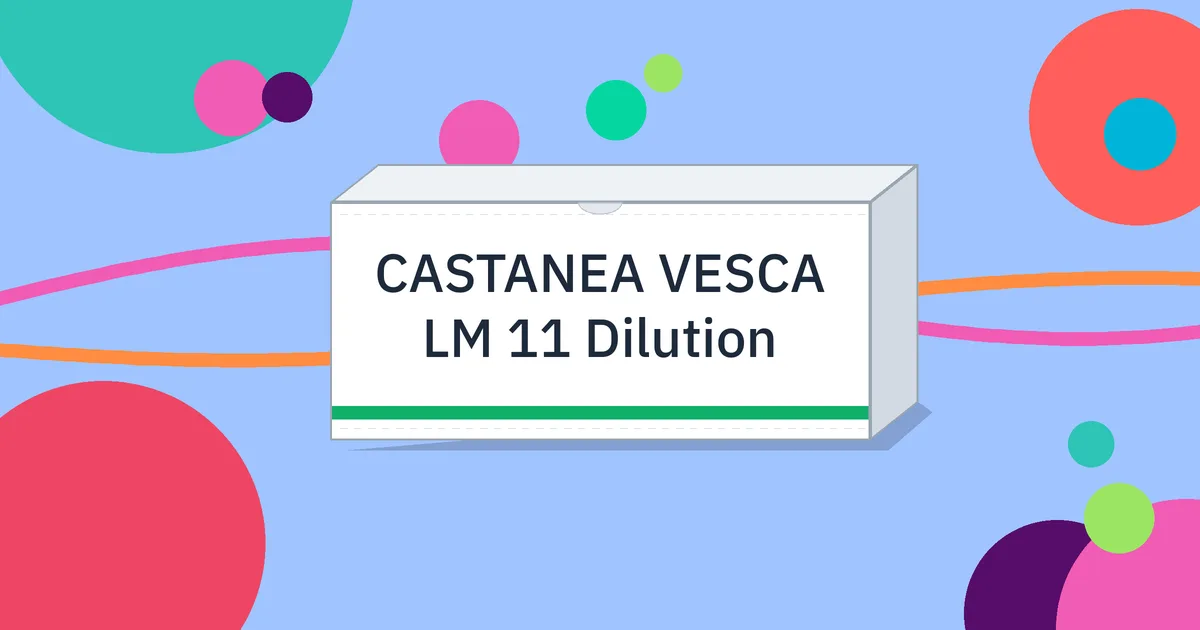 Symbolbild: Packung mit der Aufschrift CASTANEA VESCA LM 11 Dilution (PZN 13434303) – Verfügbarkeit und Bezug in Apotheken in Frankfurt am Main