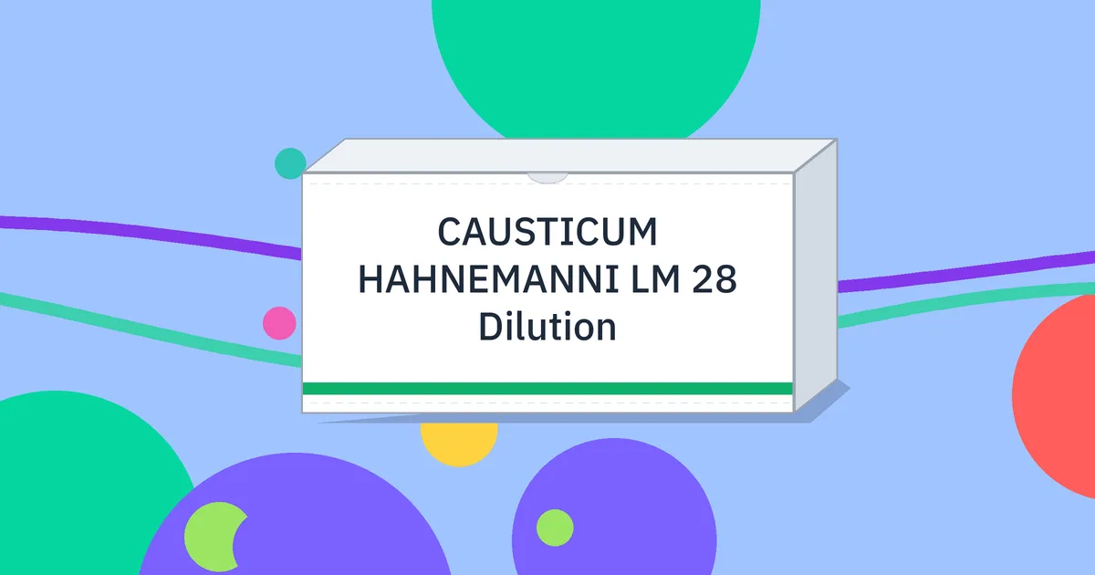 Symbolbild: Packung mit der Aufschrift CAUSTICUM HAHNEMANNI LM 28 Dilution (PZN 12811815) – Verfügbarkeit und Bezug in Apotheken in Frankfurt am Main