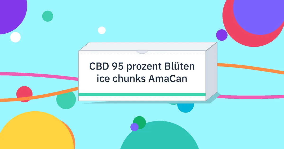 Symbolbild: Packung mit der Aufschrift CBD 95 prozent Blüten ice chunks AmaCan (PZN 18213877) – Verfügbarkeit und Bezug in Apotheken in Frankfurt am Main