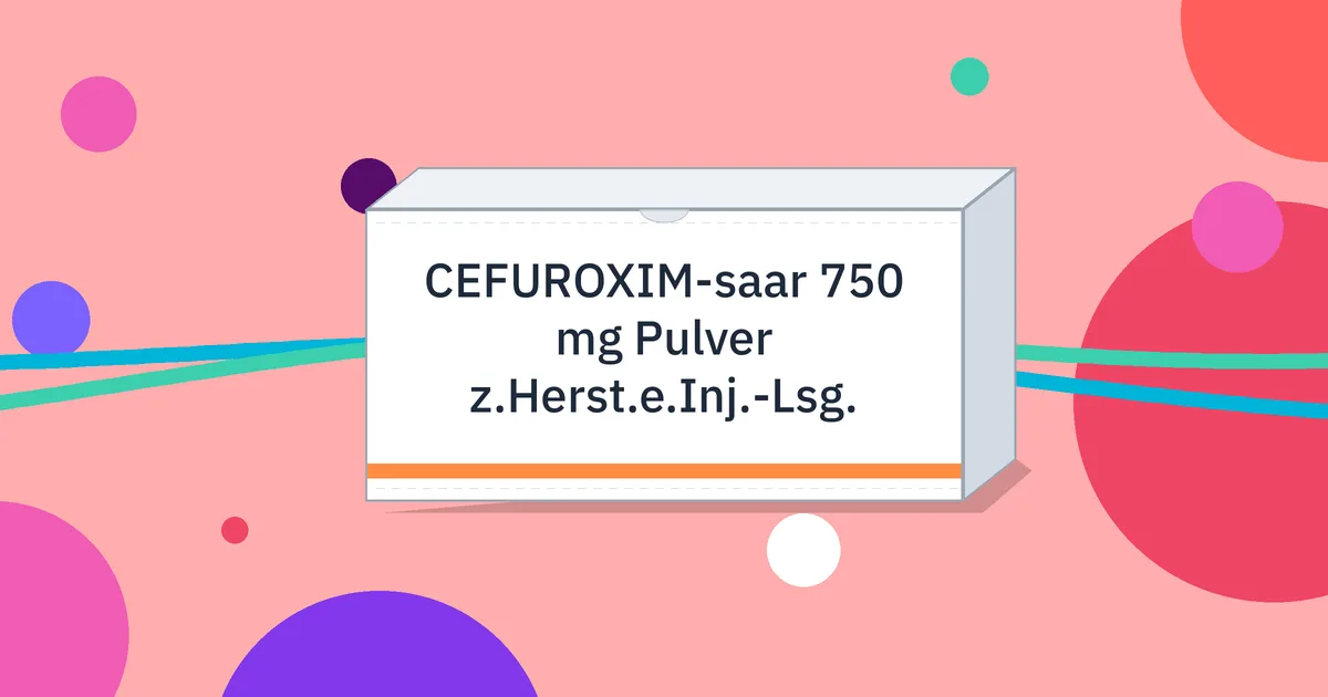 Symbolbild: Packung mit der Aufschrift CEFUROXIM-saar 750 mg Pulver z.Herst.e.Inj.-Lsg. (PZN 03060971) – Verfügbarkeit und Bezug in Apotheken in Frankfurt am Main