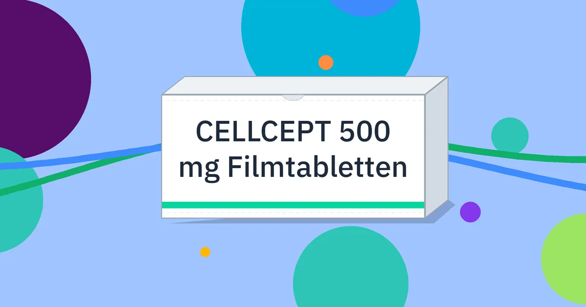 Symbolbild: Packung mit der Aufschrift CELLCEPT 500 mg Filmtabletten (PZN 01227467) – Verfügbarkeit und Bezug in Apotheken in Frankfurt am Main