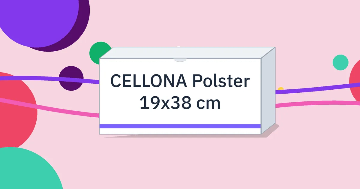 Symbolbild: Packung mit der Aufschrift CELLONA Polster 19x38 cm (PZN 02191412) – Verfügbarkeit und Bezug in Apotheken in Frankfurt am Main