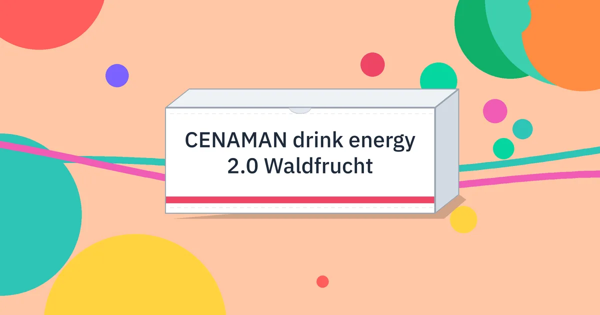 Symbolbild: Packung mit der Aufschrift CENAMAN drink energy 2.0 Waldfrucht (PZN 13711056) – Verfügbarkeit und Bezug in Apotheken in Frankfurt am Main