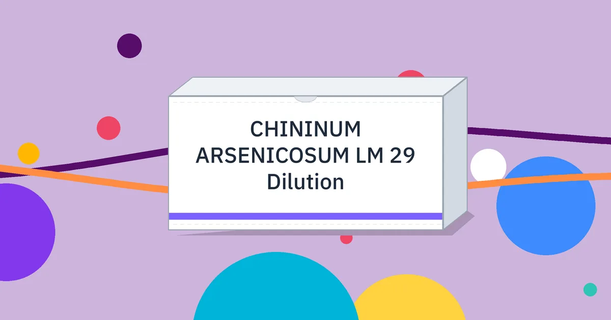 Symbolbild: Packung mit der Aufschrift CHININUM ARSENICOSUM LM 29 Dilution (PZN 12814908) – Verfügbarkeit und Bezug in Apotheken in Frankfurt am Main