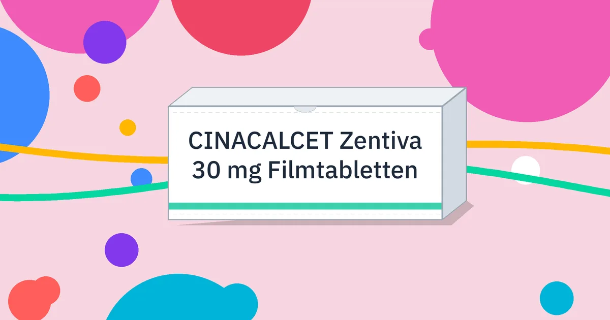 Symbolbild: Packung mit der Aufschrift CINACALCET Zentiva 30 mg Filmtabletten (PZN 15879682) – Verfügbarkeit und Bezug in Apotheken in Frankfurt am Main