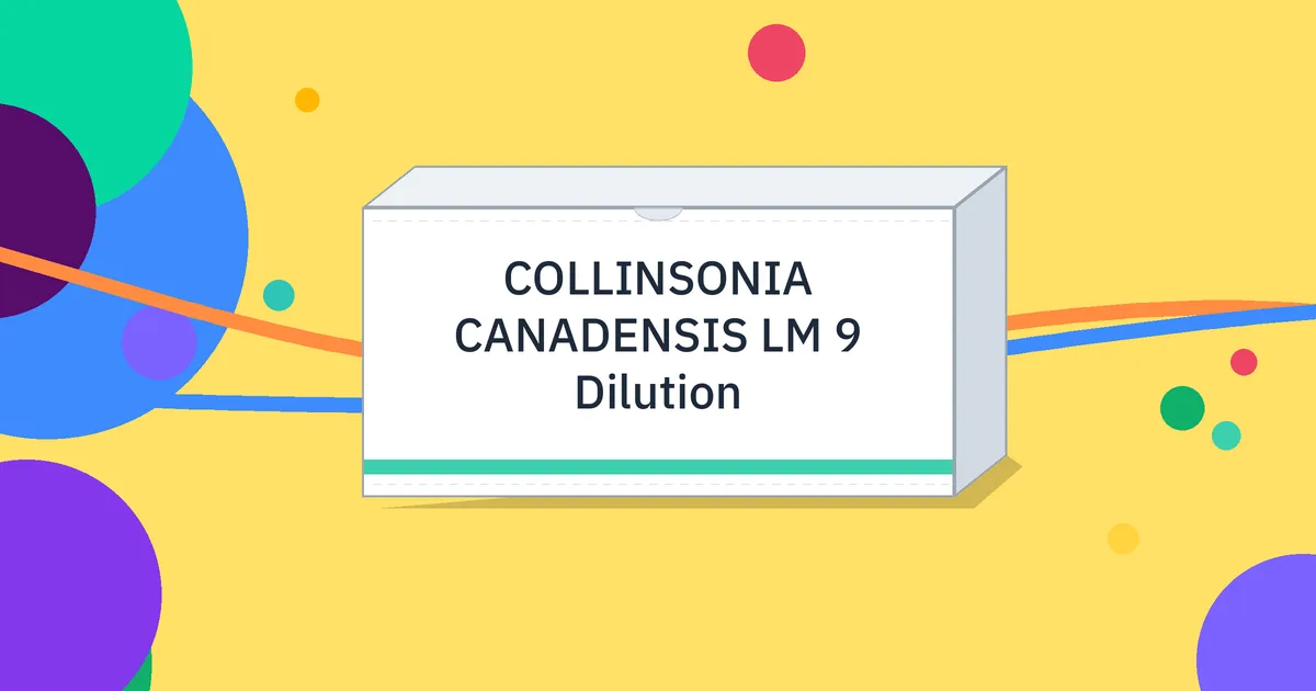 Symbolbild: Packung mit der Aufschrift COLLINSONIA CANADENSIS LM 9 Dilution (PZN 13447783) – Verfügbarkeit und Bezug in Apotheken in Frankfurt am Main