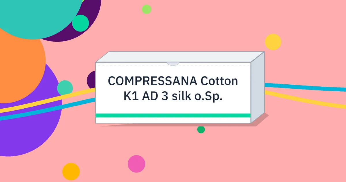 Symbolbild: Packung mit der Aufschrift COMPRESSANA Cotton K1 AD 3 silk o.Sp. (PZN 10215411) – Verfügbarkeit und Bezug in Apotheken in Frankfurt am Main