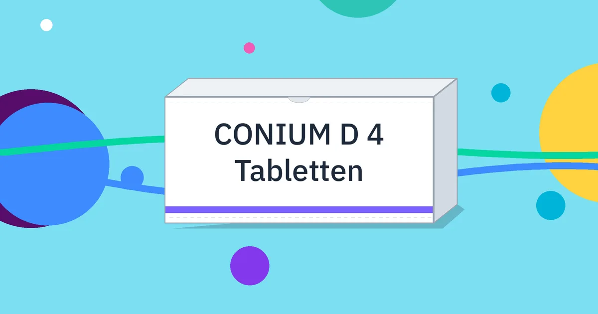 Symbolbild: Packung mit der Aufschrift CONIUM D 4 Tabletten (PZN 01767577) – Verfügbarkeit und Bezug in Apotheken in Frankfurt am Main