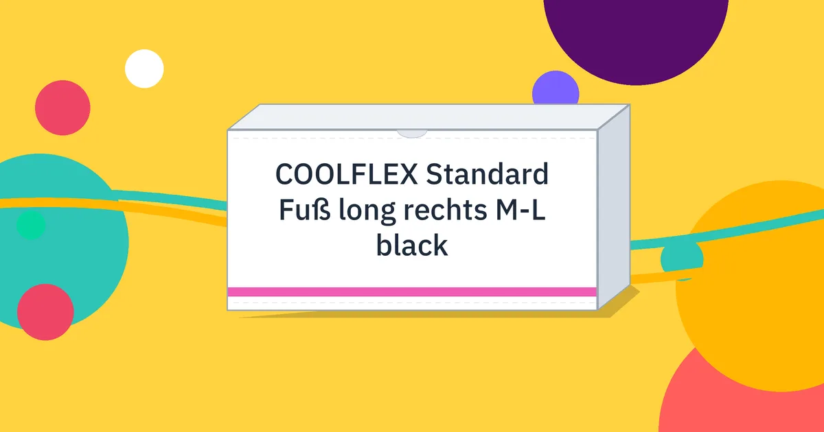 Symbolbild: Packung mit der Aufschrift COOLFLEX Standard Fuß long rechts M-L black (PZN 20382357) – Verfügbarkeit und Bezug in Apotheken in Frankfurt am Main