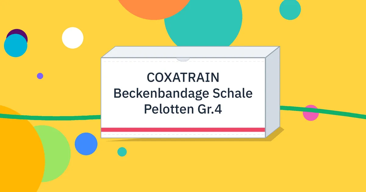 Symbolbild: Packung mit der Aufschrift COXATRAIN Beckenbandage Schale Pelotten Gr.4 (PZN 17560909) – Verfügbarkeit und Bezug in Apotheken in Frankfurt am Main