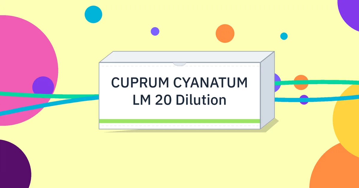Symbolbild: Packung mit der Aufschrift CUPRUM CYANATUM LM 20 Dilution (PZN 13458290) – Verfügbarkeit und Bezug in Apotheken in Frankfurt am Main