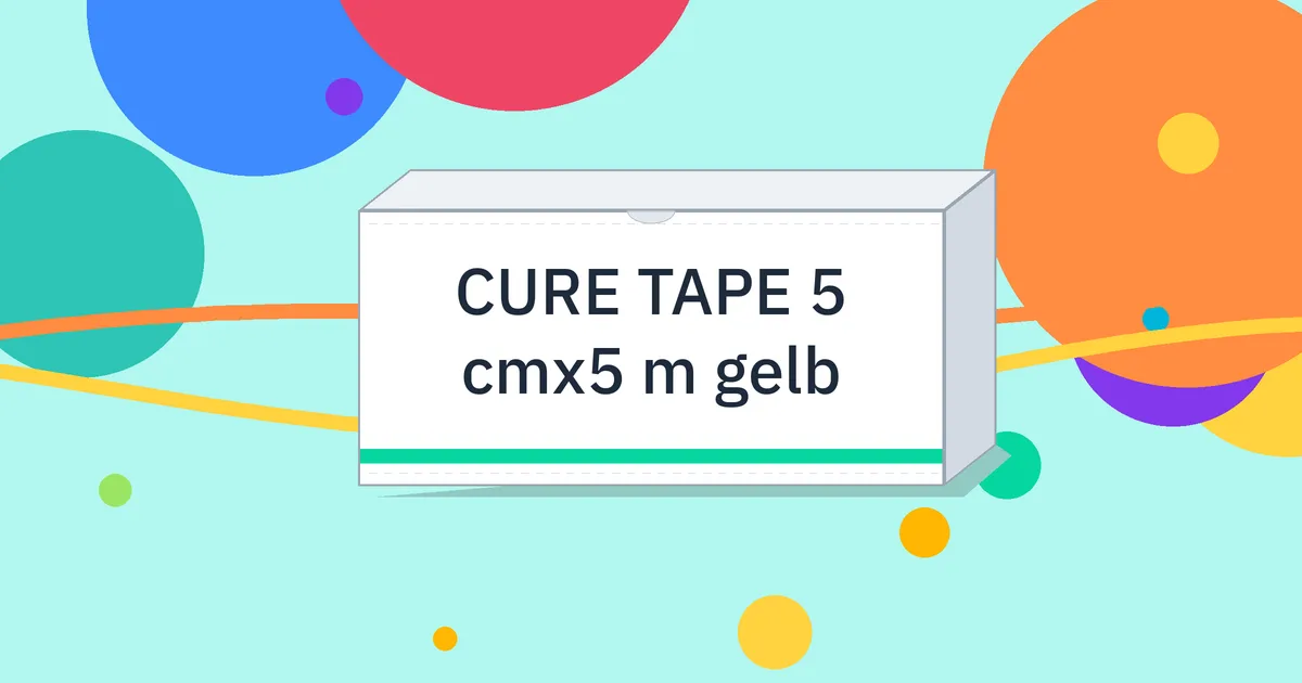 Symbolbild: Packung mit der Aufschrift CURE TAPE 5 cmx5 m gelb (PZN 03950127) – Verfügbarkeit und Bezug in Apotheken in Frankfurt am Main