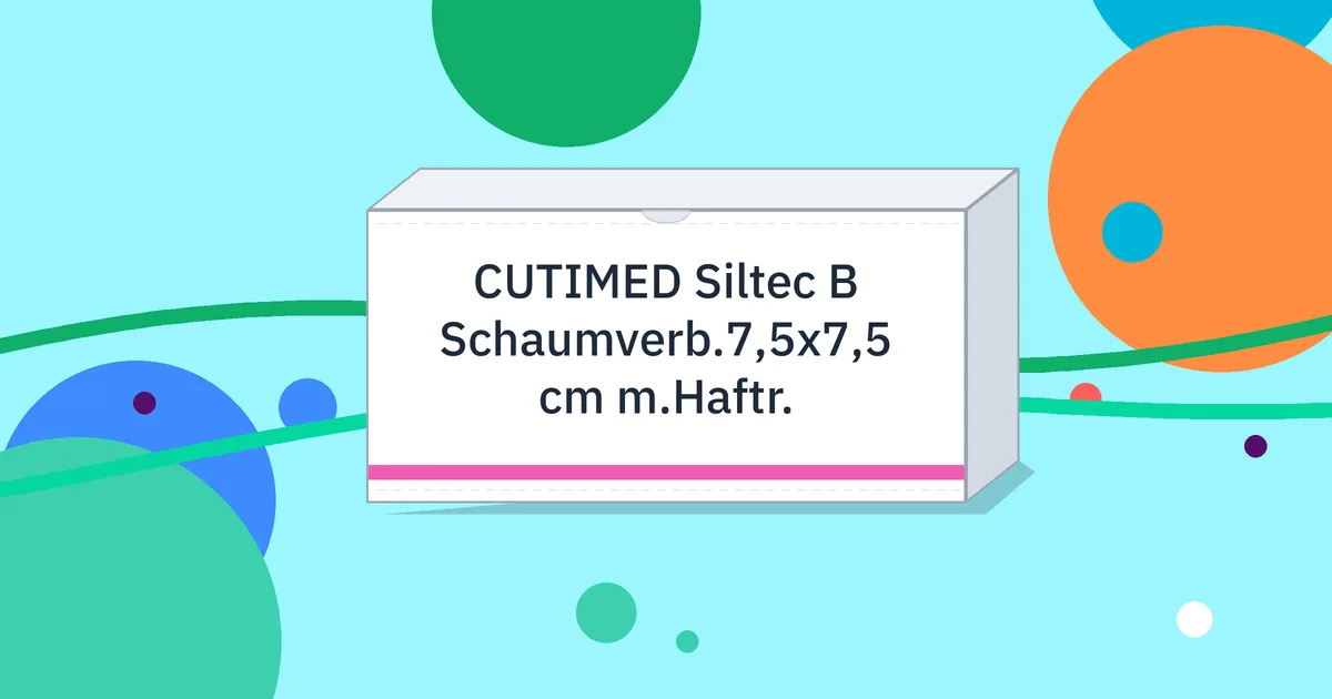 Symbolbild: Packung mit der Aufschrift CUTIMED Siltec B Schaumverb.7,5x7,5 cm m.Haftr. (PZN 16828416) – Verfügbarkeit und Bezug in Apotheken in Frankfurt am Main