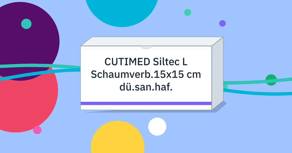 Symbolbild: Packung mit der Aufschrift CUTIMED Siltec L Schaumverb.15x15 cm dü.san.haf. (PZN 07341477) – Verfügbarkeit und Bezug in Apotheken in Frankfurt am Main