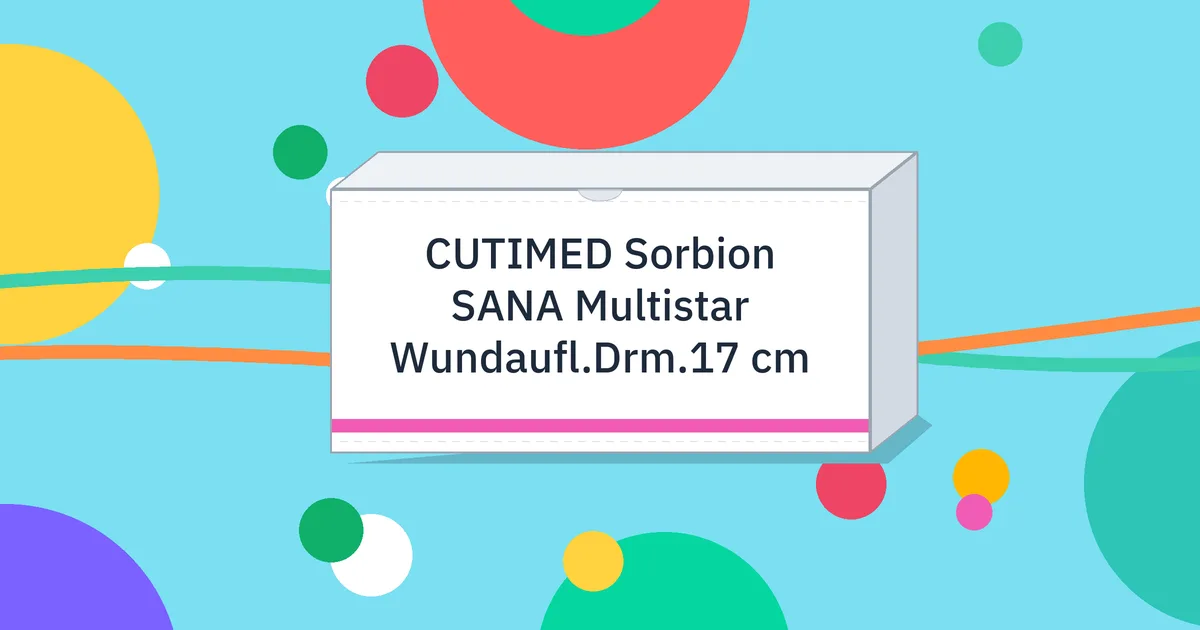 Symbolbild: Packung mit der Aufschrift CUTIMED Sorbion SANA Multistar Wundaufl.Drm.17 cm (PZN 11361818) – Verfügbarkeit und Bezug in Apotheken in Frankfurt am Main