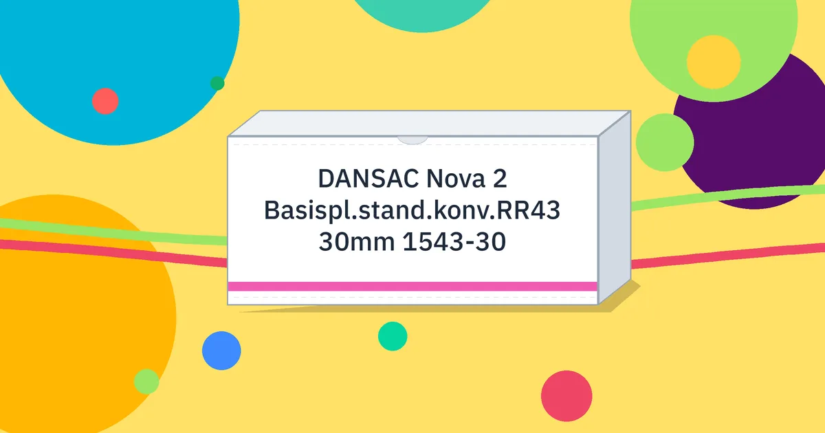 Symbolbild: Packung mit der Aufschrift DANSAC Nova 2 Basispl.stand.konv.RR43 30mm 1543-30 (PZN 03507248) – Verfügbarkeit und Bezug in Apotheken in Frankfurt am Main