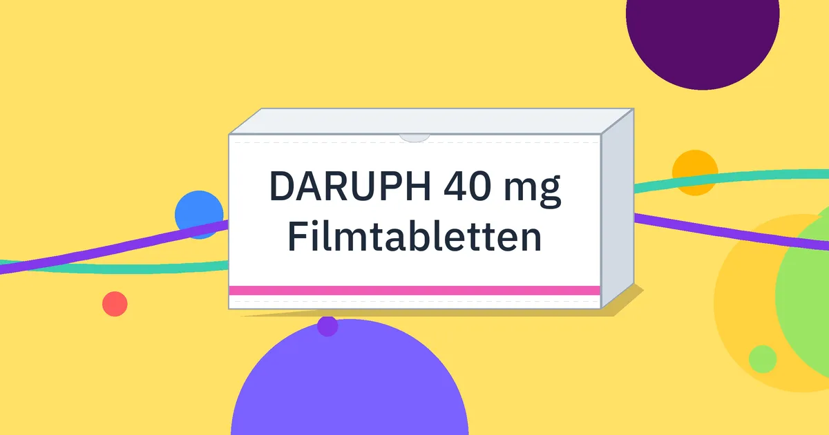Symbolbild: Packung mit der Aufschrift DARUPH 40 mg Filmtabletten (PZN 17601040) – Verfügbarkeit und Bezug in Apotheken in Frankfurt am Main