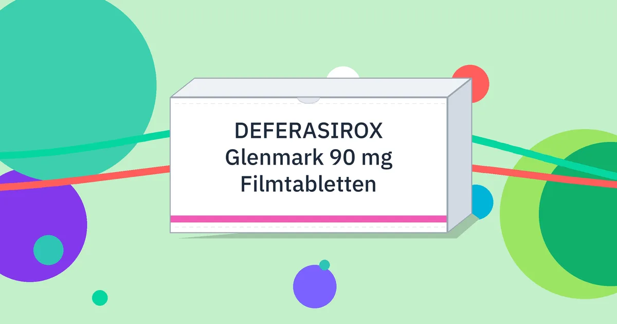 Symbolbild: Packung mit der Aufschrift DEFERASIROX Glenmark 90 mg Filmtabletten (PZN 17535142) – Verfügbarkeit und Bezug in Apotheken in Frankfurt am Main