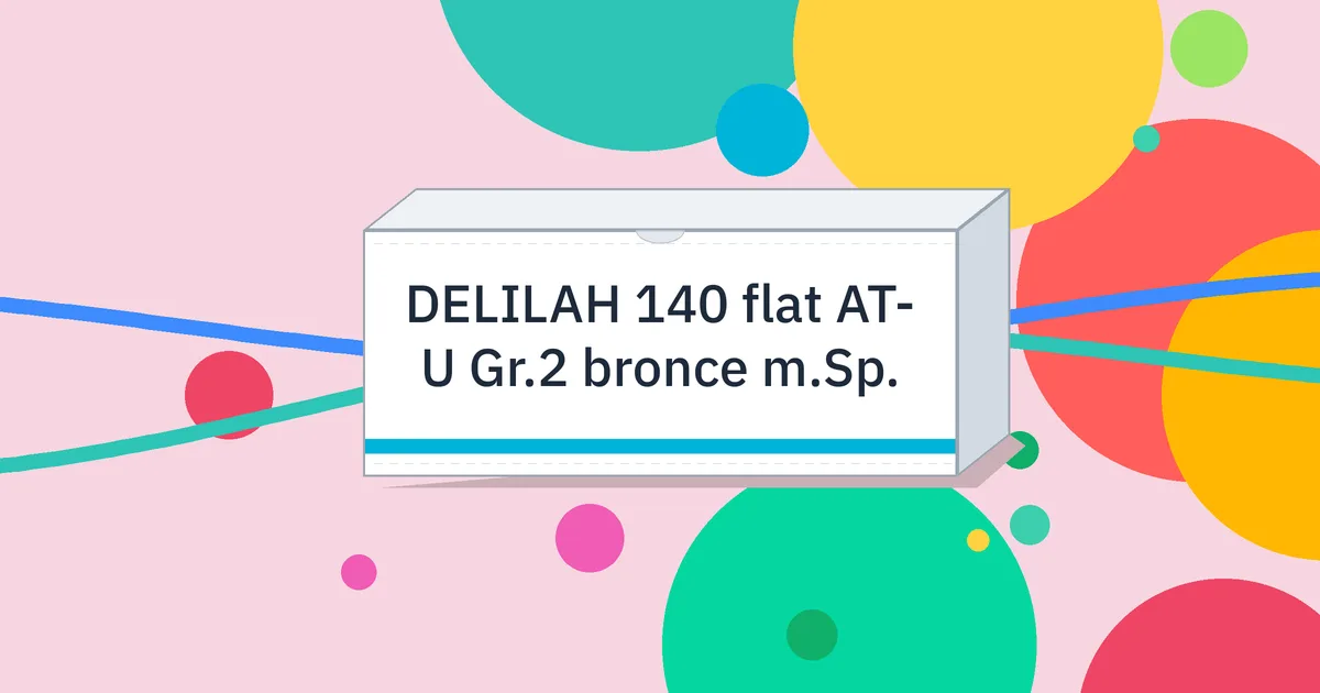 Symbolbild: Packung mit der Aufschrift DELILAH 140 flat AT-U Gr.2 bronce m.Sp. (PZN 14248324) – Verfügbarkeit und Bezug in Apotheken in Frankfurt am Main