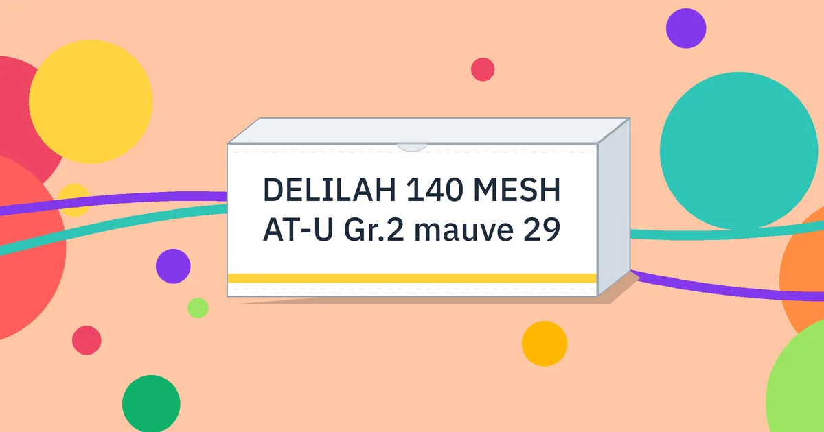 Symbolbild: Packung mit der Aufschrift DELILAH 140 MESH AT-U Gr.2 mauve 29 (PZN 13850668) – Verfügbarkeit und Bezug in Apotheken in Frankfurt am Main