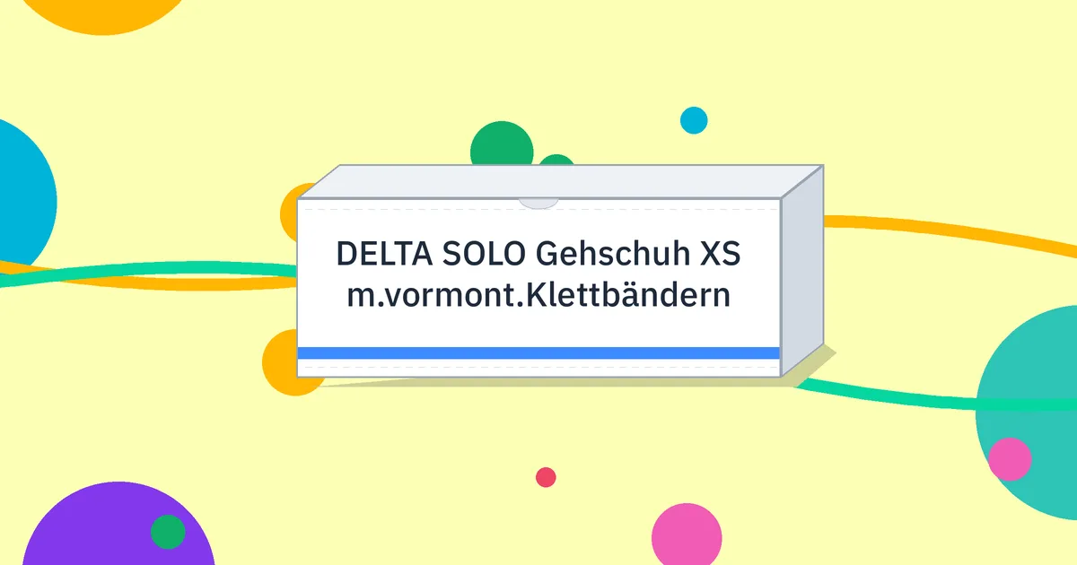Symbolbild: Packung mit der Aufschrift DELTA SOLO Gehschuh XS m.vormont.Klettbändern (PZN 11027628) – Verfügbarkeit und Bezug in Apotheken in Frankfurt am Main