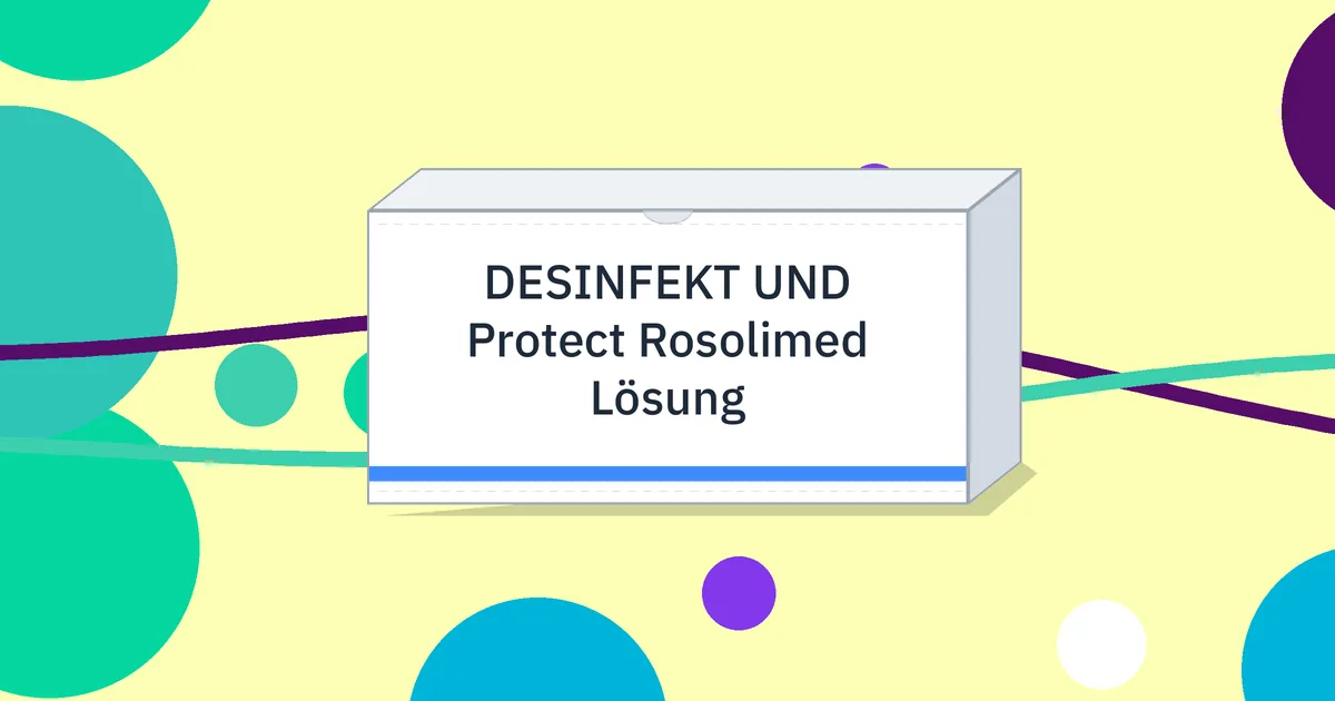 Symbolbild: Packung mit der Aufschrift DESINFEKT UND Protect Rosolimed Lösung (PZN 16679933) – Verfügbarkeit und Bezug in Apotheken in Frankfurt am Main
