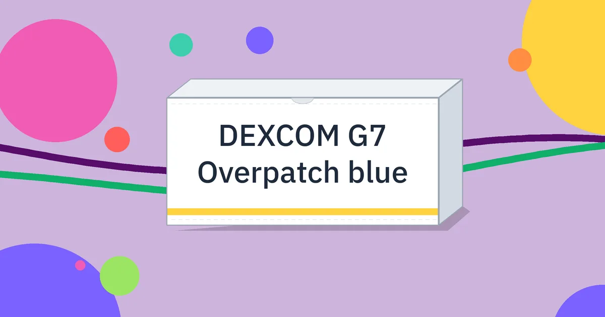 Symbolbild: Packung mit der Aufschrift DEXCOM G7 Overpatch blue (PZN 19866127) – Verfügbarkeit und Bezug in Apotheken in Frankfurt am Main