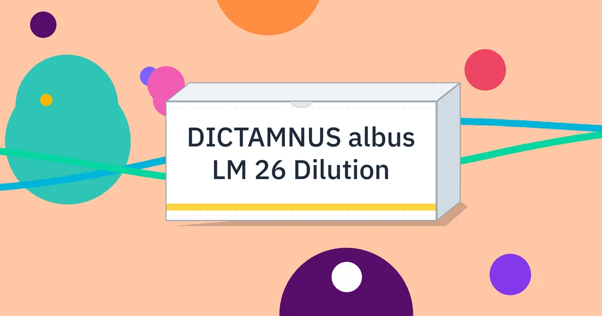 Symbolbild: Packung mit der Aufschrift DICTAMNUS albus LM 26 Dilution (PZN 13464830) – Verfügbarkeit und Bezug in Apotheken in Frankfurt am Main
