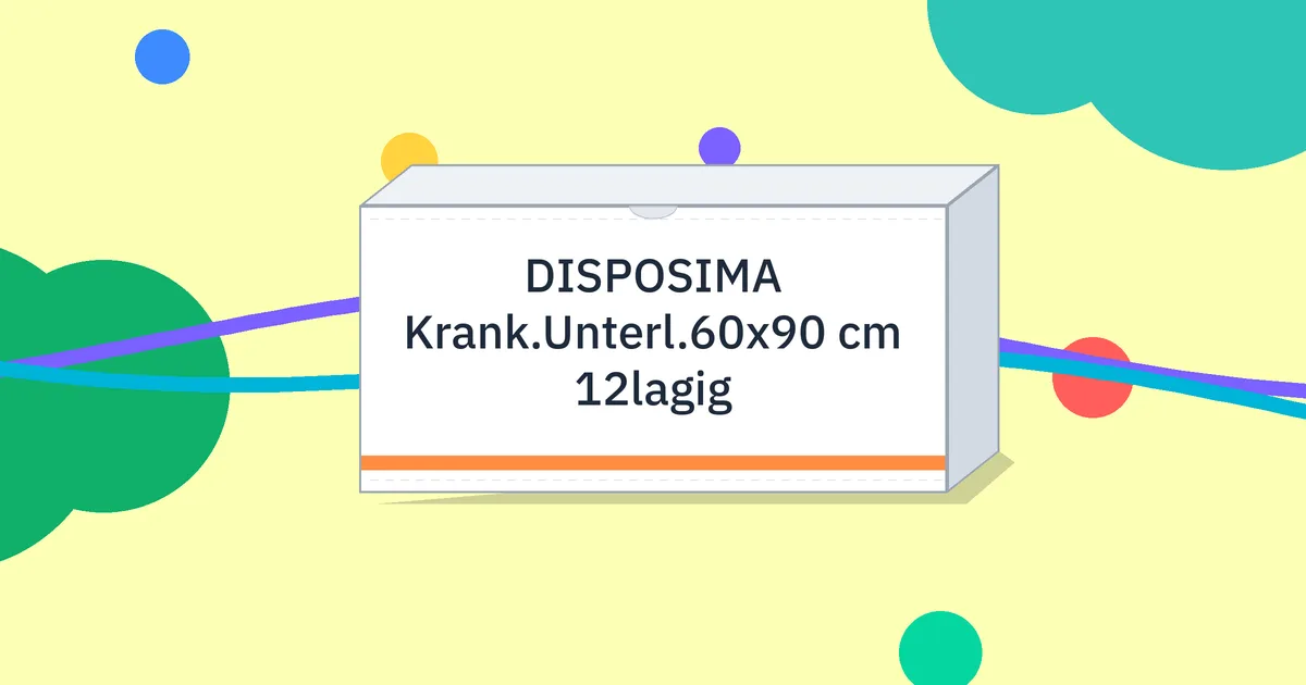 Symbolbild: Packung mit der Aufschrift DISPOSIMA Krank.Unterl.60x90 cm 12lagig (PZN 07140916) – Verfügbarkeit und Bezug in Apotheken in Frankfurt am Main