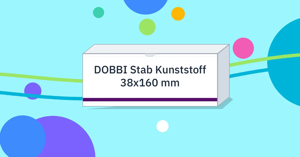 Symbolbild: Packung mit der Aufschrift DOBBI Stab Kunststoff 38x160 mm (PZN 05452037) – Verfügbarkeit und Bezug in Apotheken in Frankfurt am Main