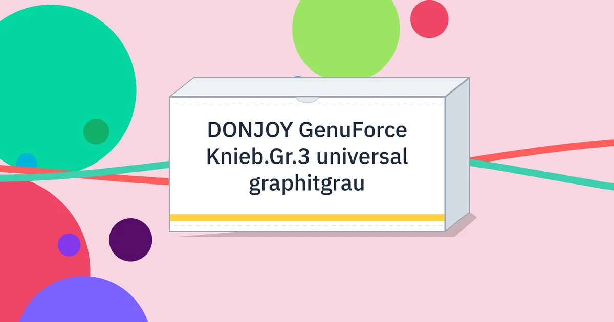Symbolbild: Packung mit der Aufschrift DONJOY GenuForce Knieb.Gr.3 universal graphitgrau (PZN 18668690) – Verfügbarkeit und Bezug in Apotheken in Frankfurt am Main