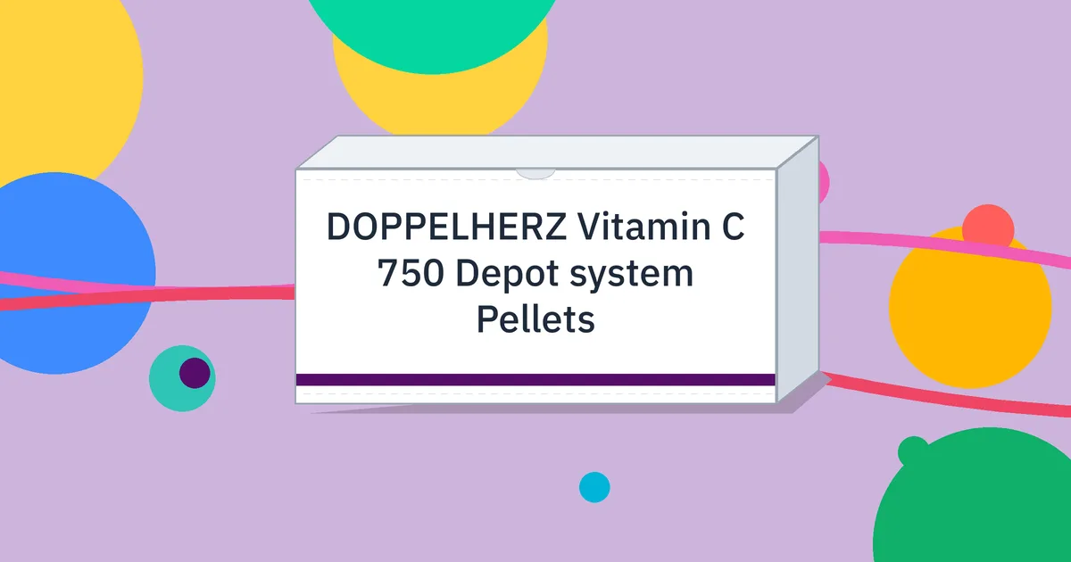 Symbolbild: Packung mit der Aufschrift DOPPELHERZ Vitamin C 750 Depot system Pellets (PZN 15425426) – Verfügbarkeit und Bezug in Apotheken in Frankfurt am Main